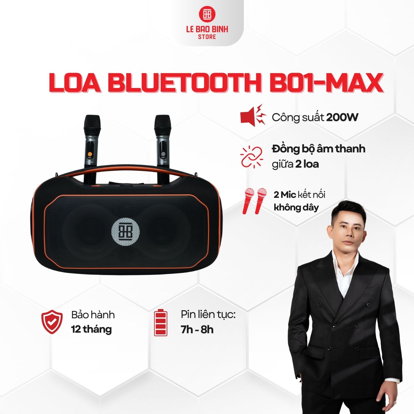 (Bản mới có 2 mic) B01 MAX MIC | Joyme